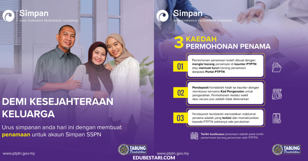Panduan Buat Permohonan Penamaan Simpanan SSPN » EduBestari