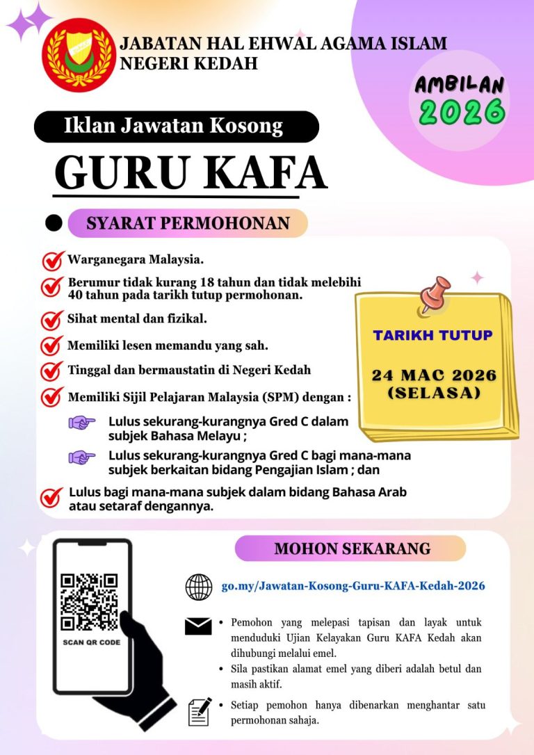 Jawatan Kosong Guru KAFA Kedah 2026 – Permohonan Dibuka Sehingga 24 Mac ...