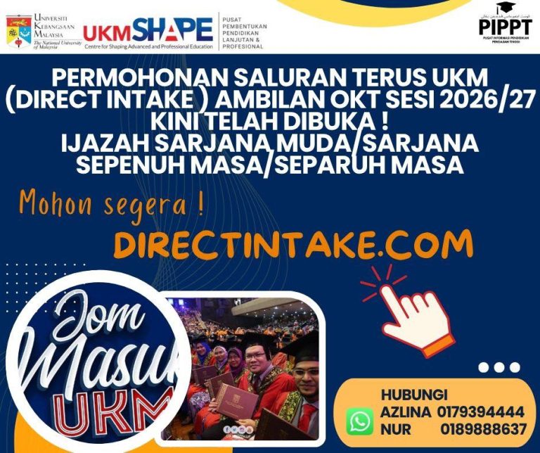 Permohonan Saluran Terus UKM (Direct Intake) Ambilan Oktober 2026/2027 ...