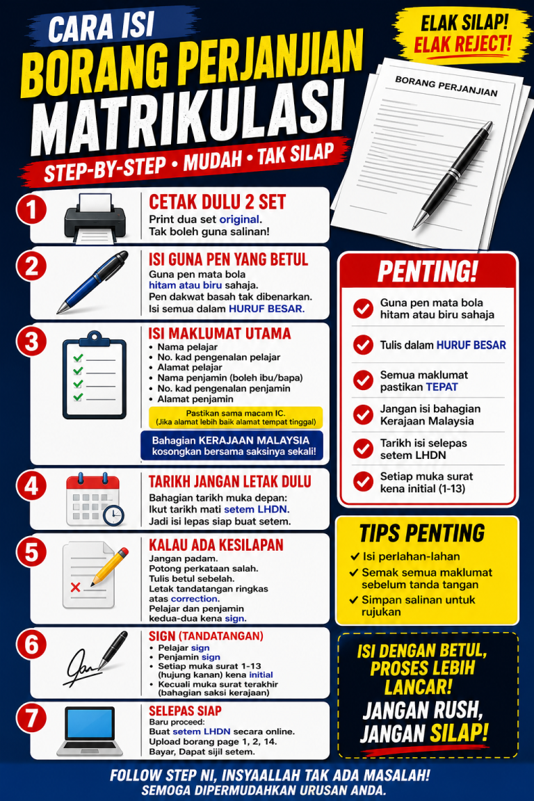 Ini Cara Isi Borang Perjanjian Matrikulasi Yang Betul (Step-by-Step ...
